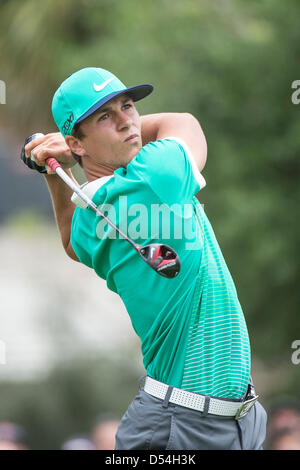 Thorbjorn Olesen of Denmark in action during a practice round prior to ...