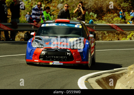 Robert Kubica and Maciek Baran competing in the Rally Islas Canarias ...
