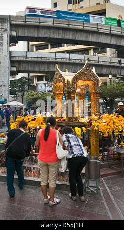 View of the Erawan Shrine ( The four-faced Brahma statue or Phra Phrom ...