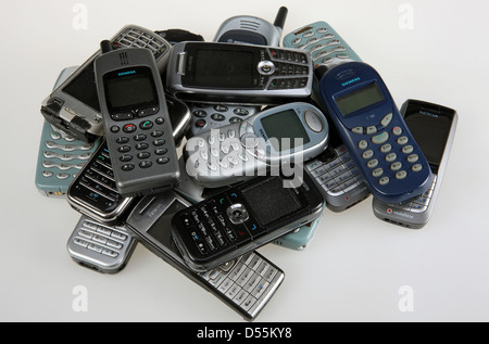 Berlin, Germany, on a pile of old cell phones Stock Photo - Alamy