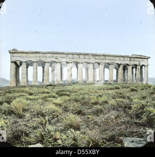 The Egesta Temple in Sicily, Italy, photographed in 1895, is a well ...