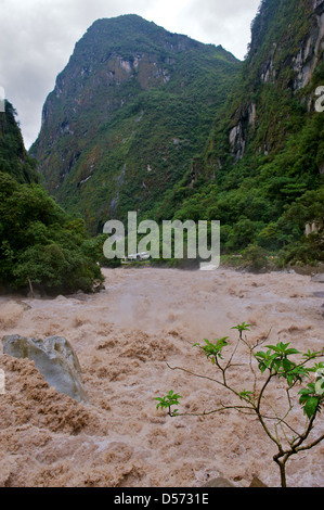 The raging torrents of the Urubamba river in full flood near Aquas ...