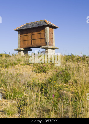 hórreo wood and stone grain store granary Stock Photo - Alamy