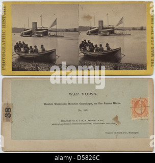 The Double Turreted Monitor Onondaga, an ironclad warship, is shown in ...