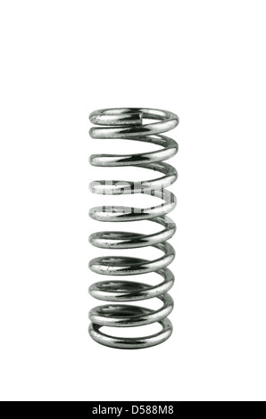 Spiral steel spring on a white mirror surface close-up Stock Photo - Alamy
