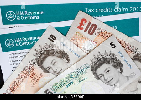 Working Tax Credit Claim Form with British Banknotes Stock Photo - Alamy