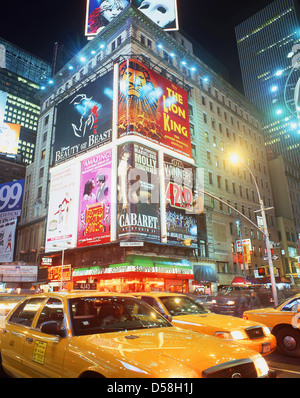 Times Square at night with Broadway Theaters and animated LED signs ...