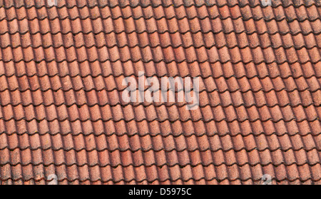 Old Red Ceramic Roof Tiles Background. Old pitched roof Stock Photo - Alamy