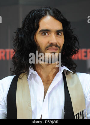American actor Russell Brand posing at the movie screening of 'Get him ...