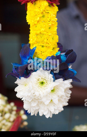 Flower garlands as temple offerings for Hindu ceremony, Indian flower ...