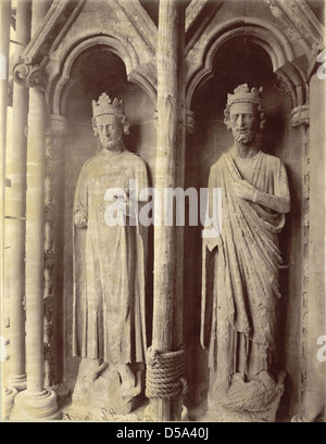 A photograph of the niche sculptures on the west façade of Wells ...
