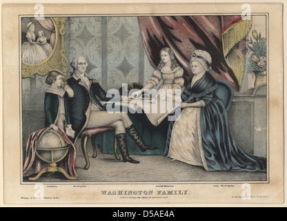 A commemorative print featuring George Washington and his cabinet ...