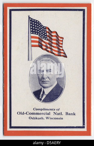An advertising leaflet featuring a portrait of President Warren G ...