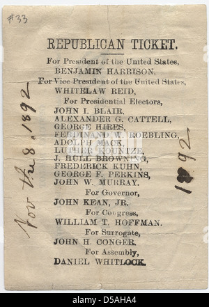 This image shows Republican campaign ballots for William McKinley and ...