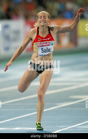 German runner Verena Sailer wins the 100 metres at the Olympic stadium ...