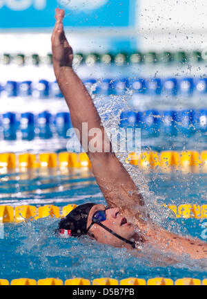 Austrian swimmer Markus Rogan swims in a trial run for the men's 200m ...