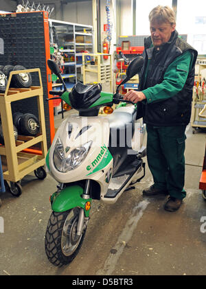Jens Gloeckner presents the prototype of electro-scooter 'emmely' at ...