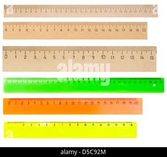 Wooden rulers, isolated on white background with clipping paths Stock ...