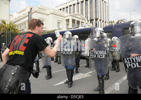 Athens, Greece. 28th March 2013. Greek students of technical colleges ...