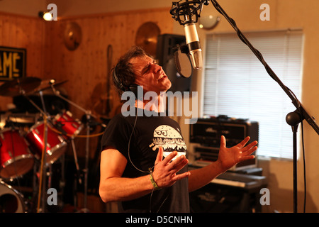 Oliver Meister (Meister) of the band 'Betontod' recording the new album ...