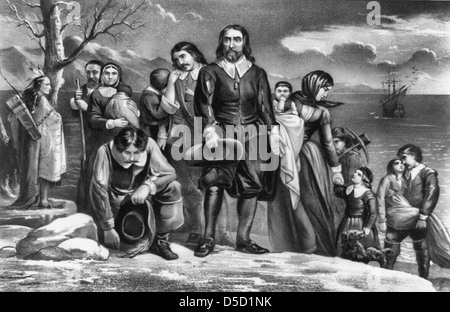 Landing of the Pilgrims on Plymouth Rock, 1620 Stock Photo - Alamy