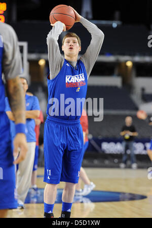 March 28, 2013: Kansas Jayhawks center Jeff Withey #5 during the NCAA ...