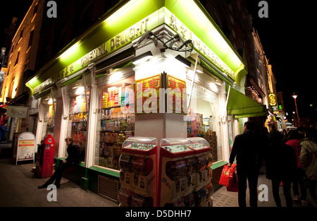 Chinese shop in London's Chinatown, decorated for the Chinese New Year ...