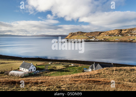 The coastal port of Uig in Uig Bay, scottish highlands, Isle of Skye ...