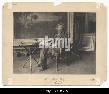 A photograph of the American artist George Inness seated in his studio ...