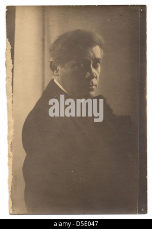 A portrait of artist Abraham Walkowitz, captured in black and white ...