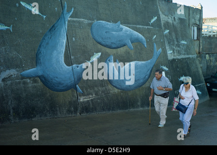 Sheringham sea wall murals,Sheringham Norfolk,England.September 2011 ...