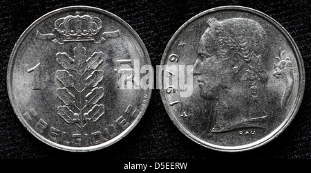 Coins of Belgium. Belgian one franc coin Stock Photo - Alamy