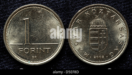 money of Hungary one forint coin macro against white Stock Photo - Alamy