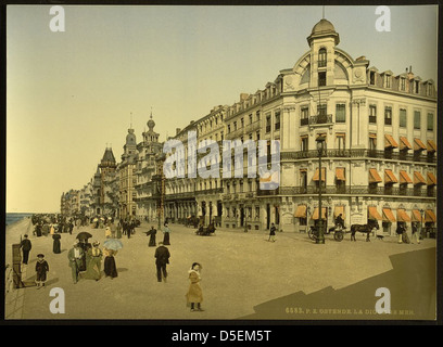 A historical photograph of the embankment in Ostend, Belgium, showing ...