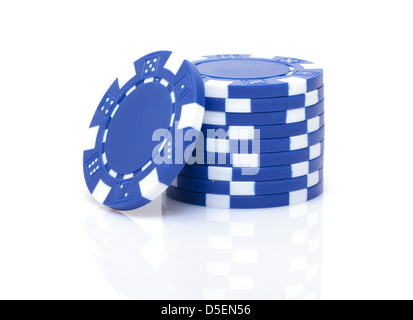 Small Stack of Blue Poker Chips, closeup on background Stock Photo - Alamy