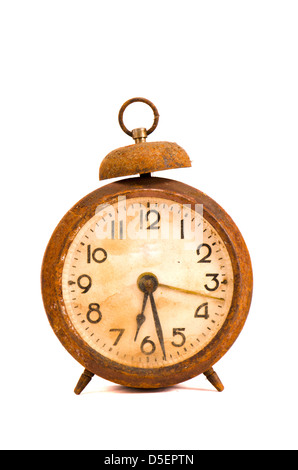 old analogue clock isolated on white background Stock Photo - Alamy