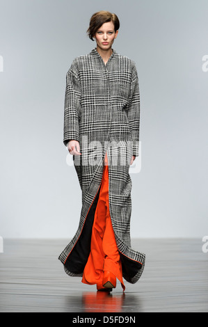 A model wears a design from the Zoe Jordan collection during London ...