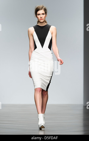 A model wears a design from the Zoe Jordan collection during London ...