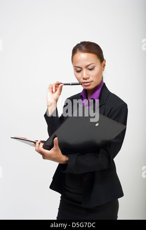 Thai business office worker in casual wear or working women smile and ...