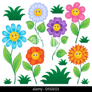 Cartoon flowers collection 4 - picture illustration Stock Photo - Alamy