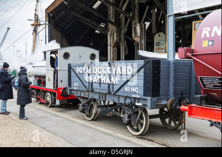 A steam locomotive operating in Chatham Historic Dockyard Stock Photo ...