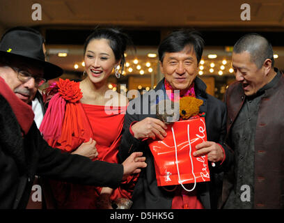 Director Ding Sheng (L-R) and actors Jackie Chan, Steve Yoo and Peng Lin attend the photocall ...