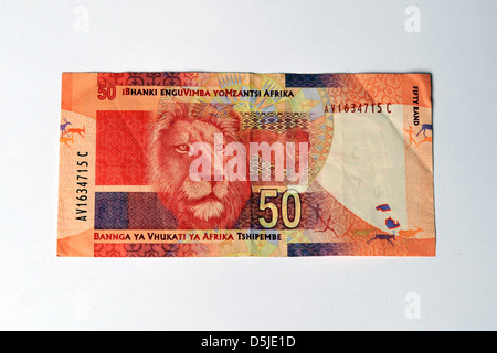 A Fifty Rand South African note against a white background Stock Photo ...