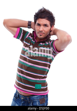 Young handsome man over isolated background happy face smiling with ...