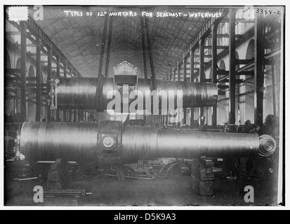 Different types of 12-inch mortars designed for use in seacoast defense ...