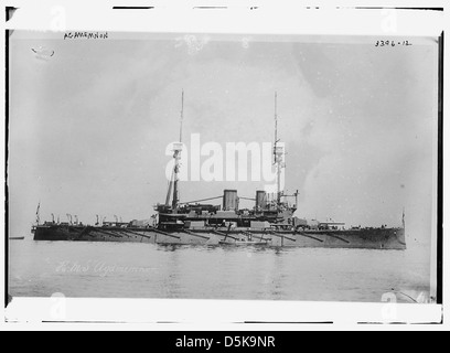 HMS Agamemnon, a Lord Nelson-class pre-Dreadnought battleship, is seen anchored at Spithead for ...
