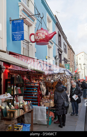 Antique stall, Portobello Antiques Market, Portobello Road, Notting ...
