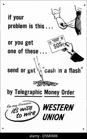1950s advertisement for Western Union advert in American magazine circa ...