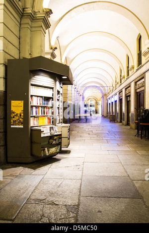 Arcaded shopping promenade in downtown. Turin, Province of Turin, Italy ...