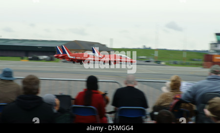 RAF red arrows taking off Stock Photo - Alamy